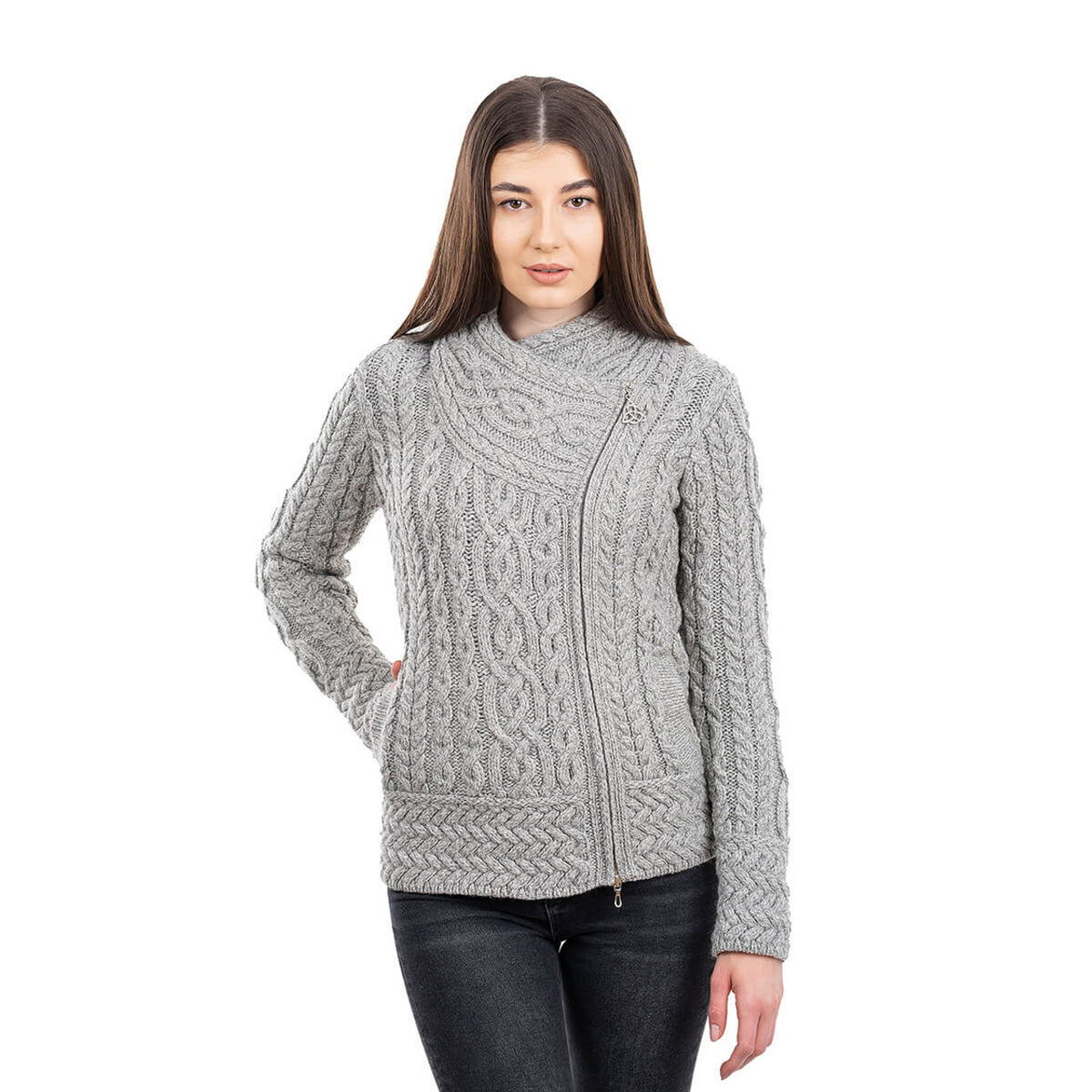 Cable Side Zip Cardigan 100% Merino Wool – Bobcaygeon British Shop Ltd.